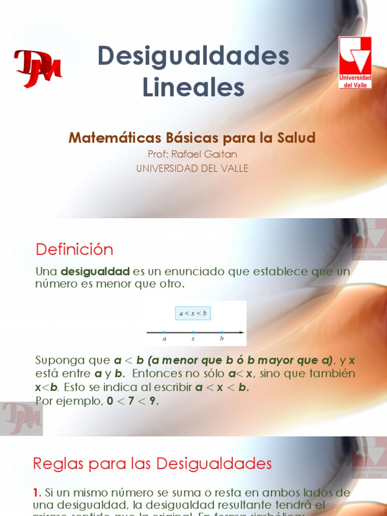 Clase Desigualdades | PDF | Desigualdad (Matemáticas) | Entero