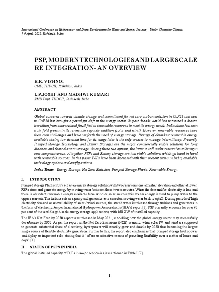 PSP, Modern Technologies and Large Scale PDF | PDF | Electric Motor | Electric Generator
