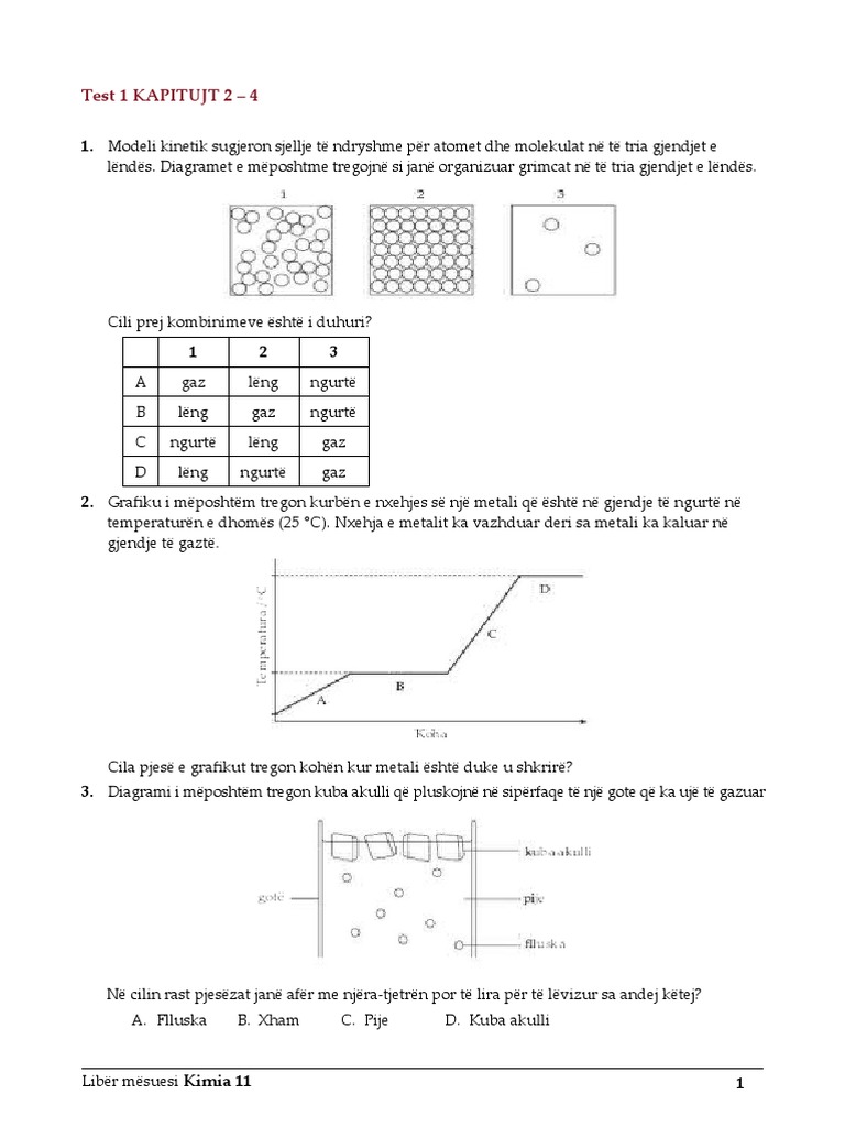 4a. Test Për Kapitujt 2-4 Kimia 11 | PDF