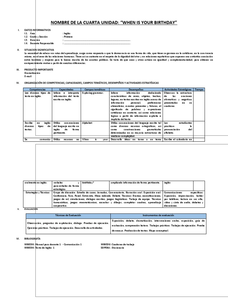 Nombre de La Cuarta Unidad | PDF | Evaluación | Comunicación