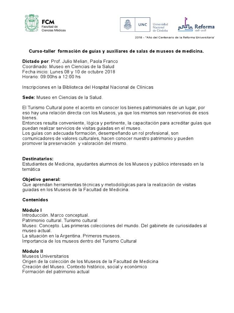 Programa Guia Museo PDF | PDF | Museo | Turismo