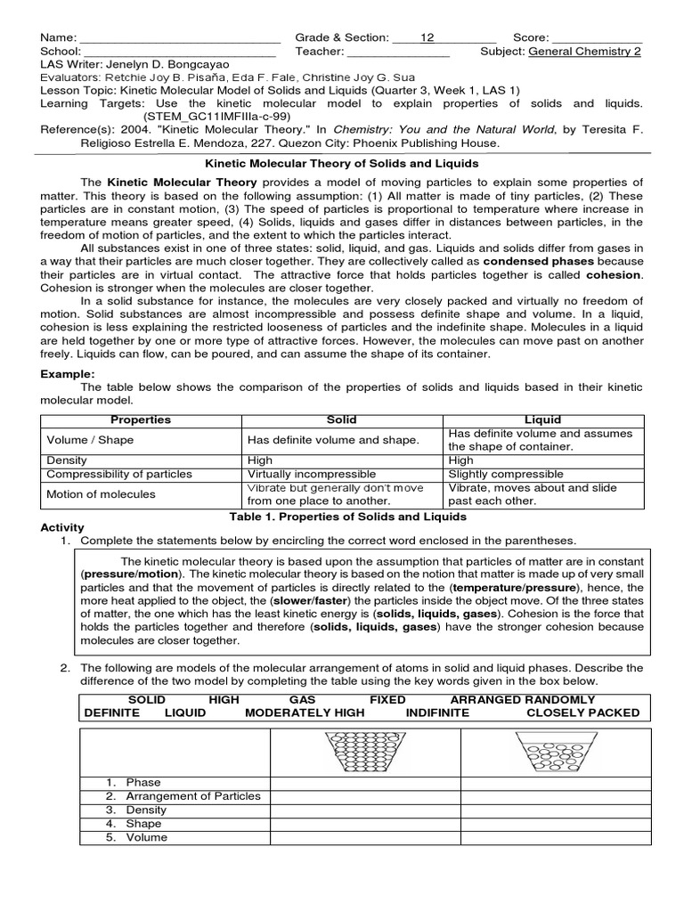 General Chemistry 2 Week 1 8 Pdf Pdf Intermolecular Force Liquids