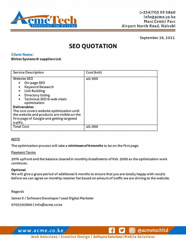 Bititec SEO Quotation | PDF
