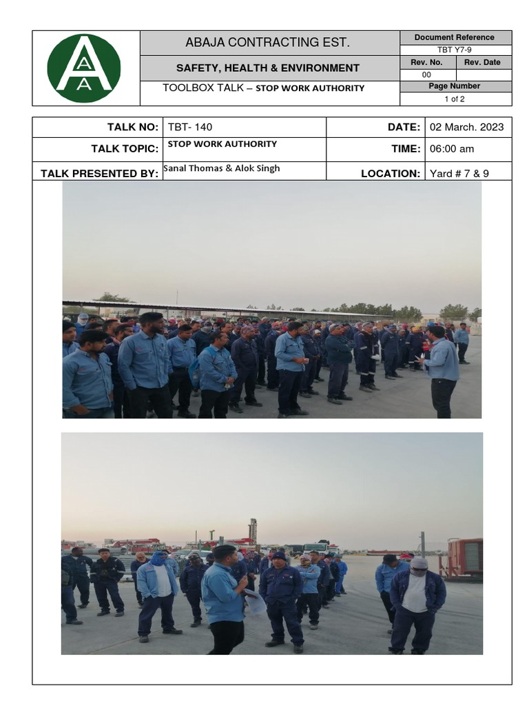 Stop Work Authority | PDF