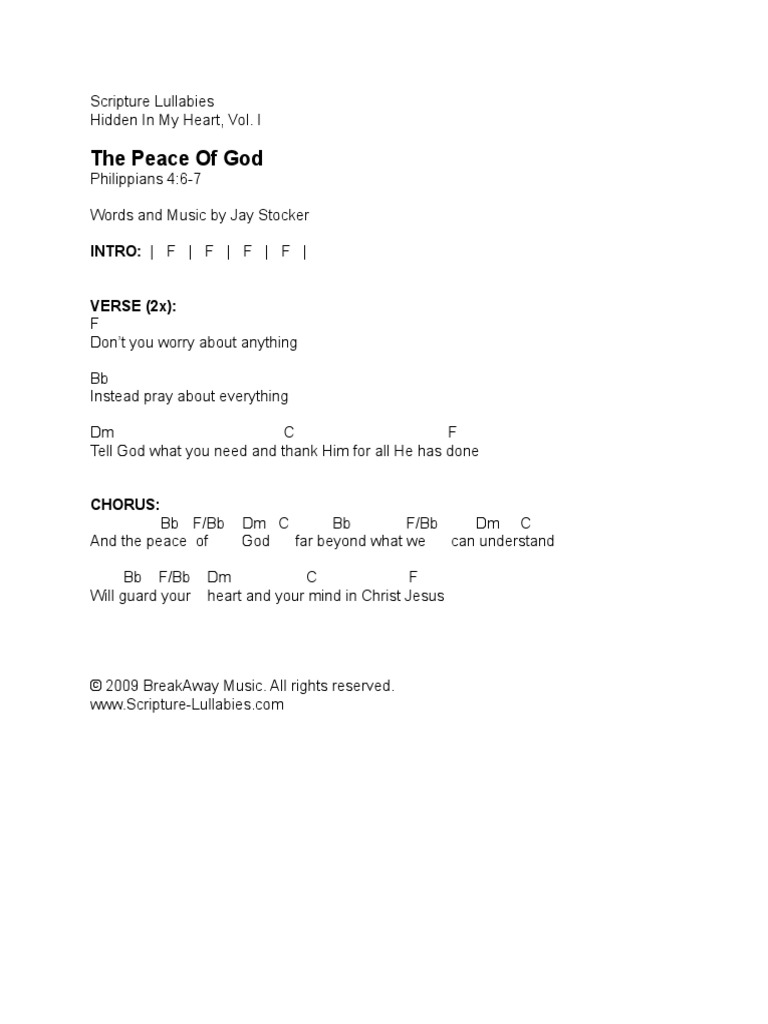 Scripture Lullabies: Peace of God Song | PDF