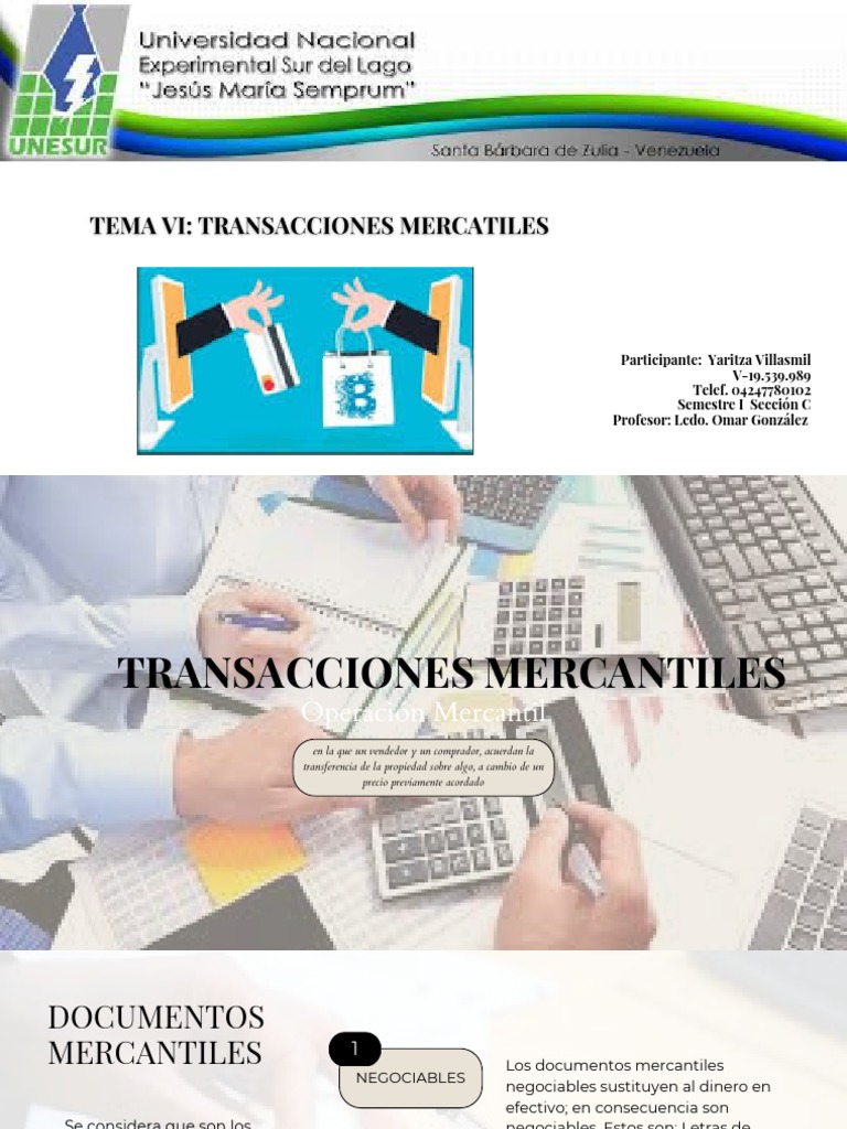 Exposición Tema Vi Transacciones Mercantiles PDF | PDF | Contabilidad | Business