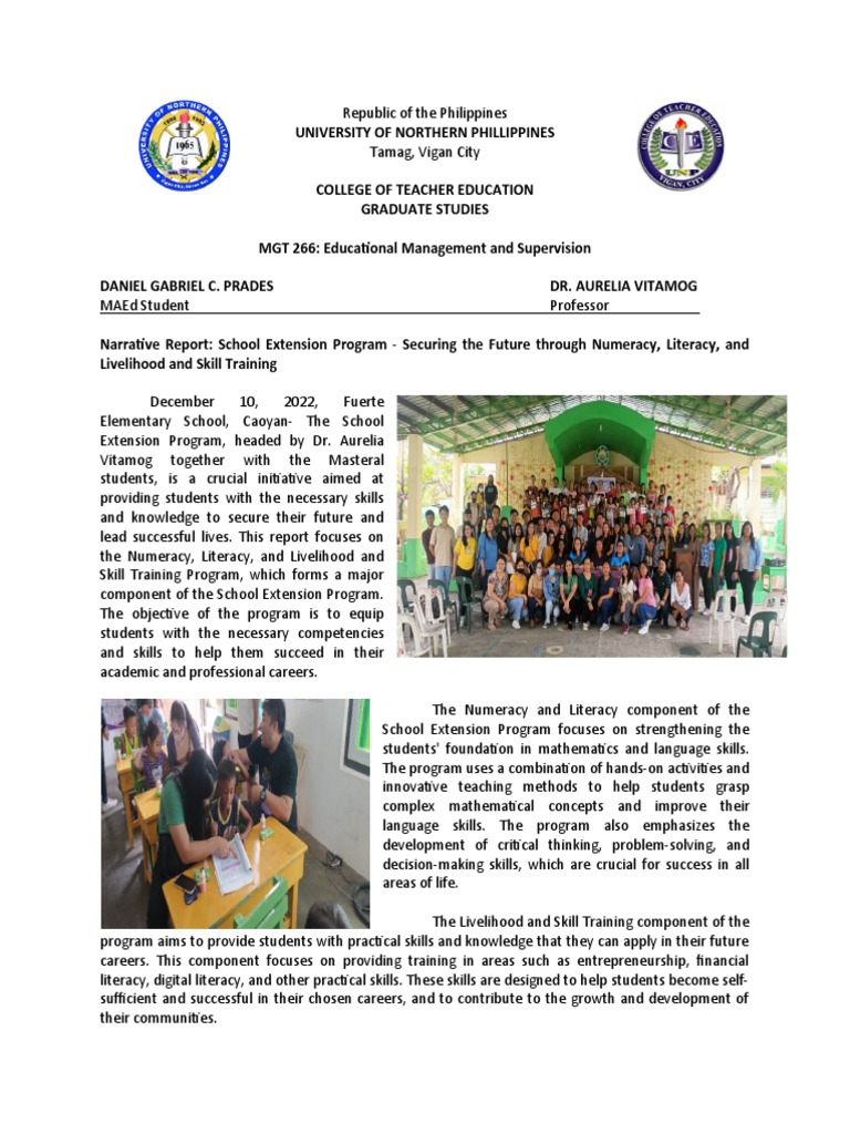 Narrative Report | PDF | Teachers | Literacy