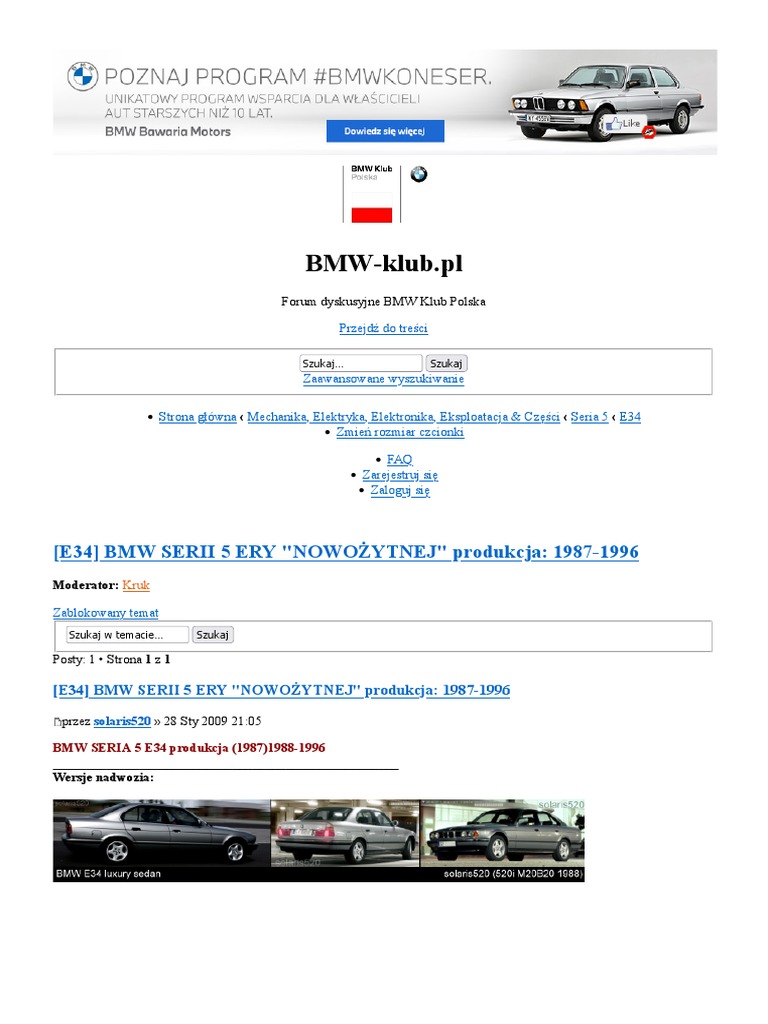 BMW-klub - PL - Zobacz Temat - (E34) BMW SERII 5 ERY 'NOWOŻYTNEJ' Produkcja 1987-1996 | PDF