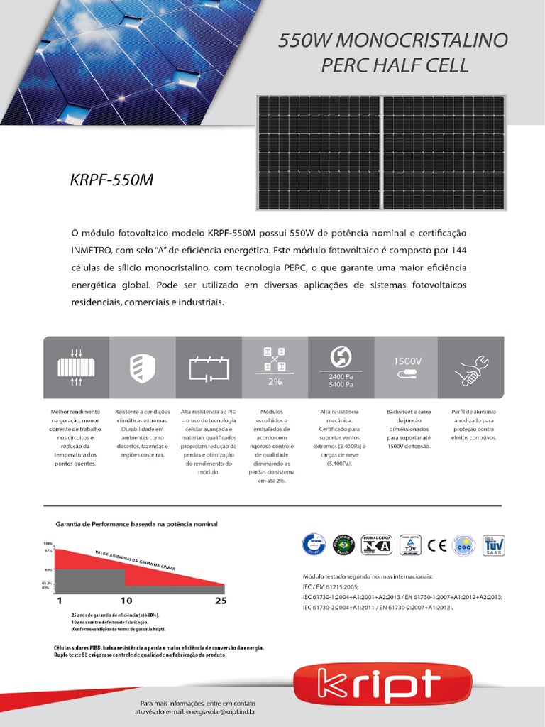 Ficha Técnica 550W KIPT | PDF | Temperatura | Engenharia Elétrica