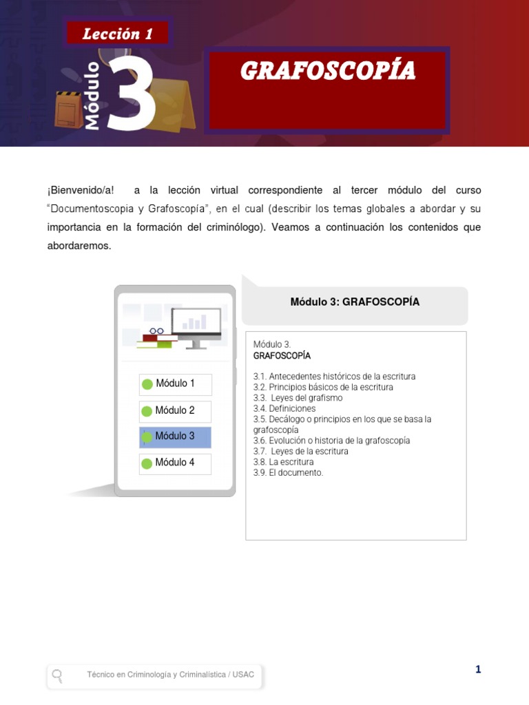 Grafoscopía: Lección 1 | PDF | Alfabeto | Escritura latina