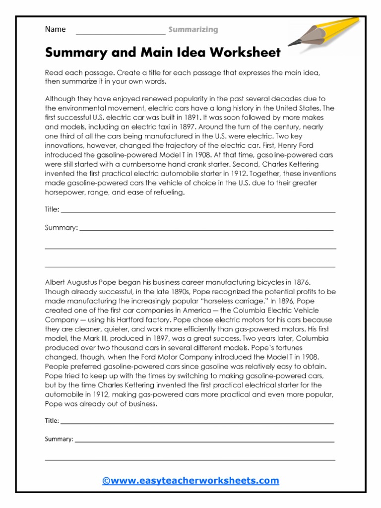 Summary Writing Activity | PDF