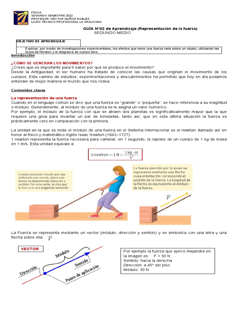 Guía N°02. Fuerza (Representación de La Fuerza) | PDF | Fuerza | Vector Euclidiano