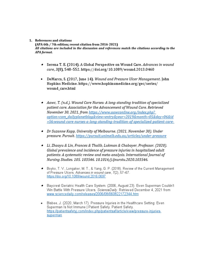 Pressure Ulcer Research References | PDF | Wound | Health Care