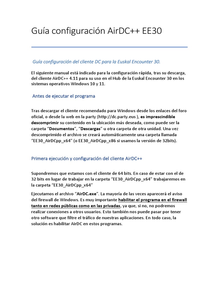 Guia Configuracion EE30 - Windows - AirDCpp | PDF