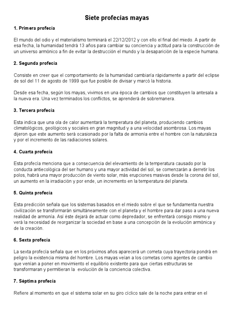 Siete Profecías Mayas | PDF | Dom | Homo Sapiens