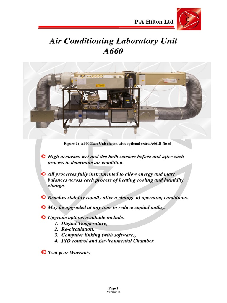 Air Conditioning Laboratory Unit A660: P.A.Hilton LTD | PDF | Air ...