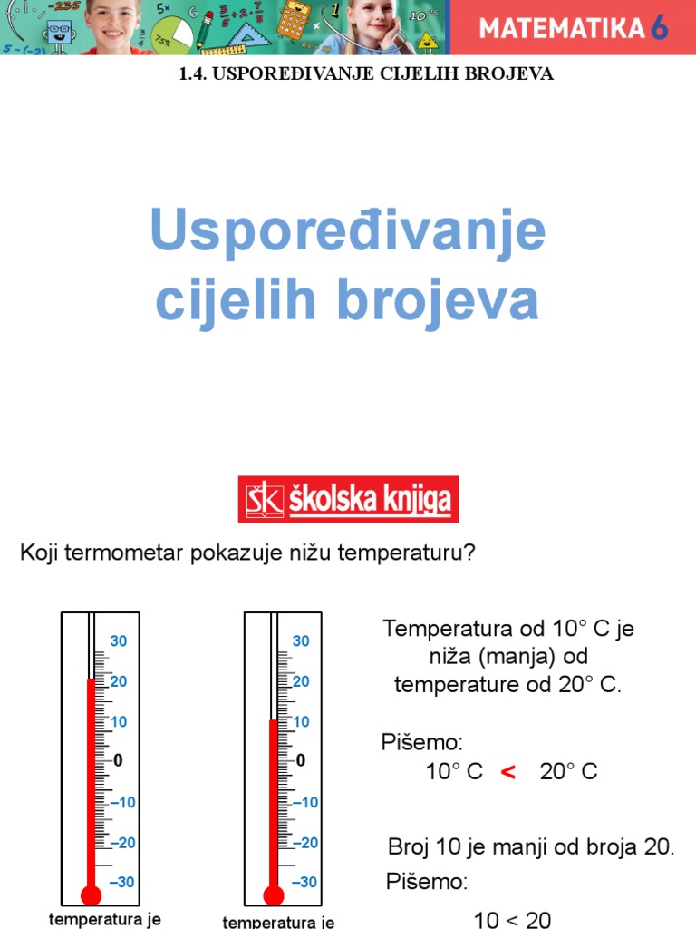 1 4 Usporedivanje Cijelih Brojeva | PDF