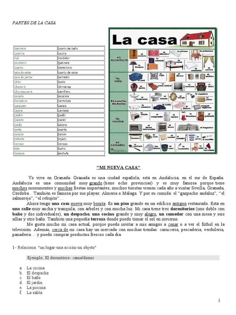 Atividade Partes de La Casa | PDF