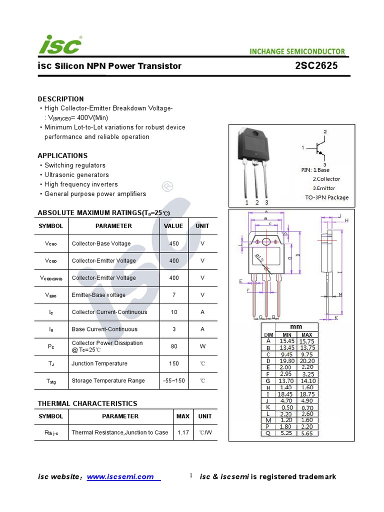 2SC2625 | PDF | Bipolar Junction Transistor | Transistor