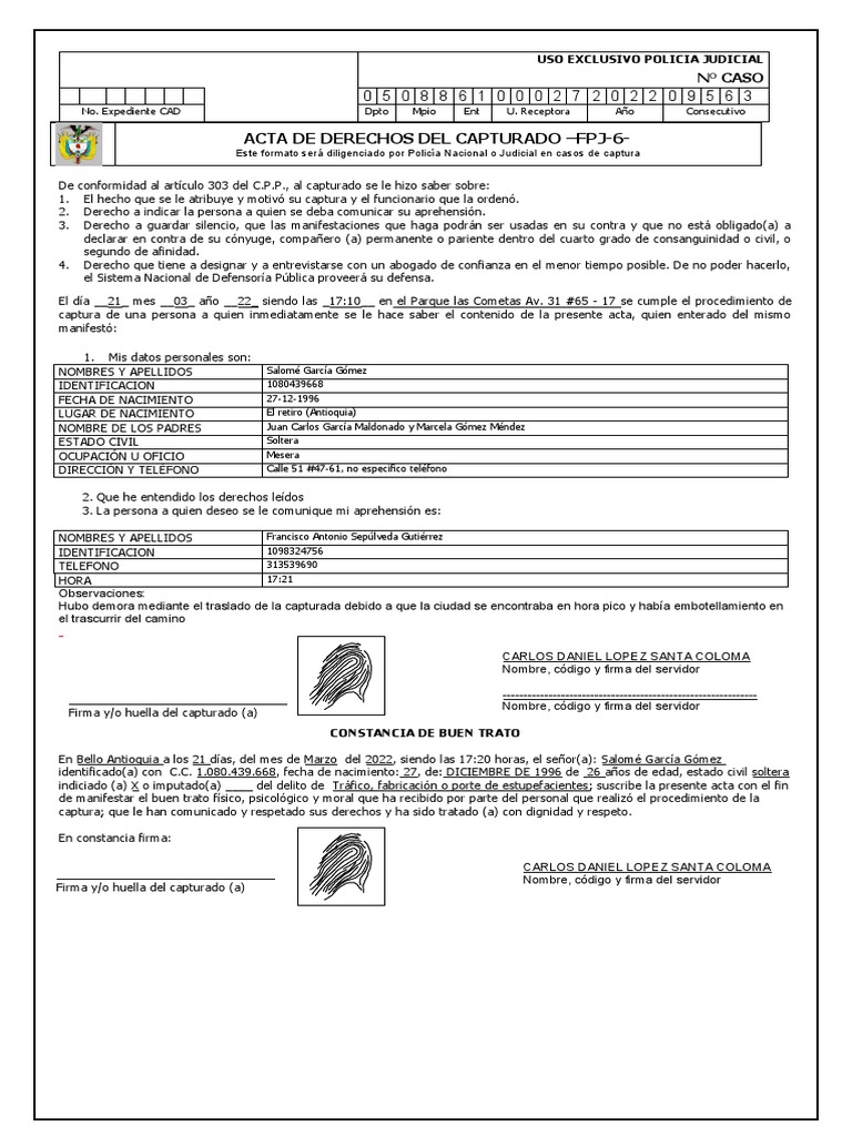 FPJ-06 Acta Derechos Del Capturado | PDF | Gobierno | Justicia