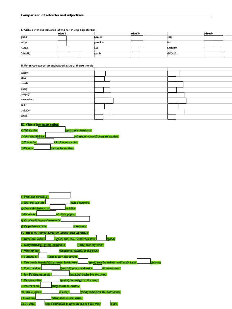 Comparison of Adverbs and Adjectives | PDF