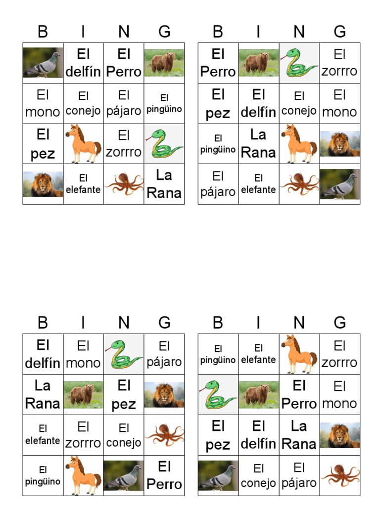 Bingo Los Animales | PDF
