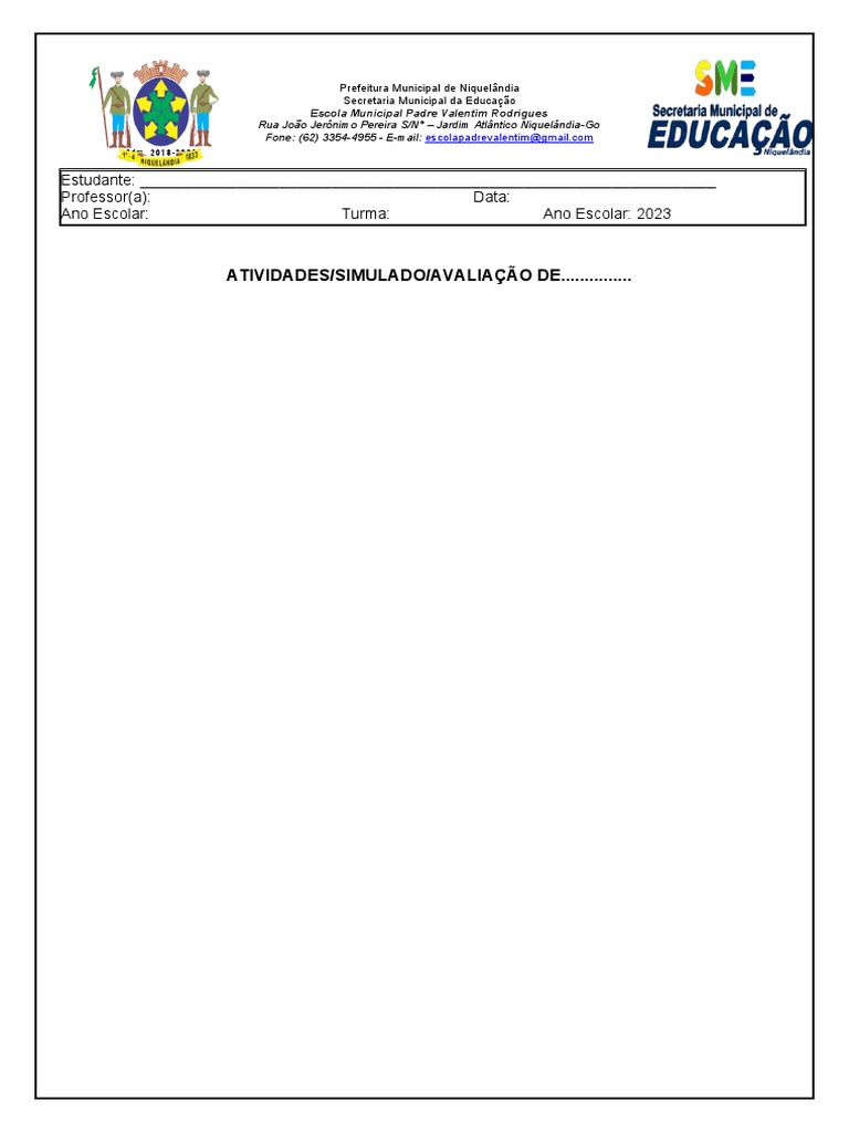 Modelo de Cabeçalho de AtivIdade | PDF
