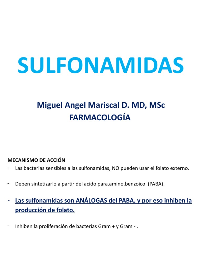 Sulfonamidas: Mecanismos de acción, indicaciones terapéuticas y ...