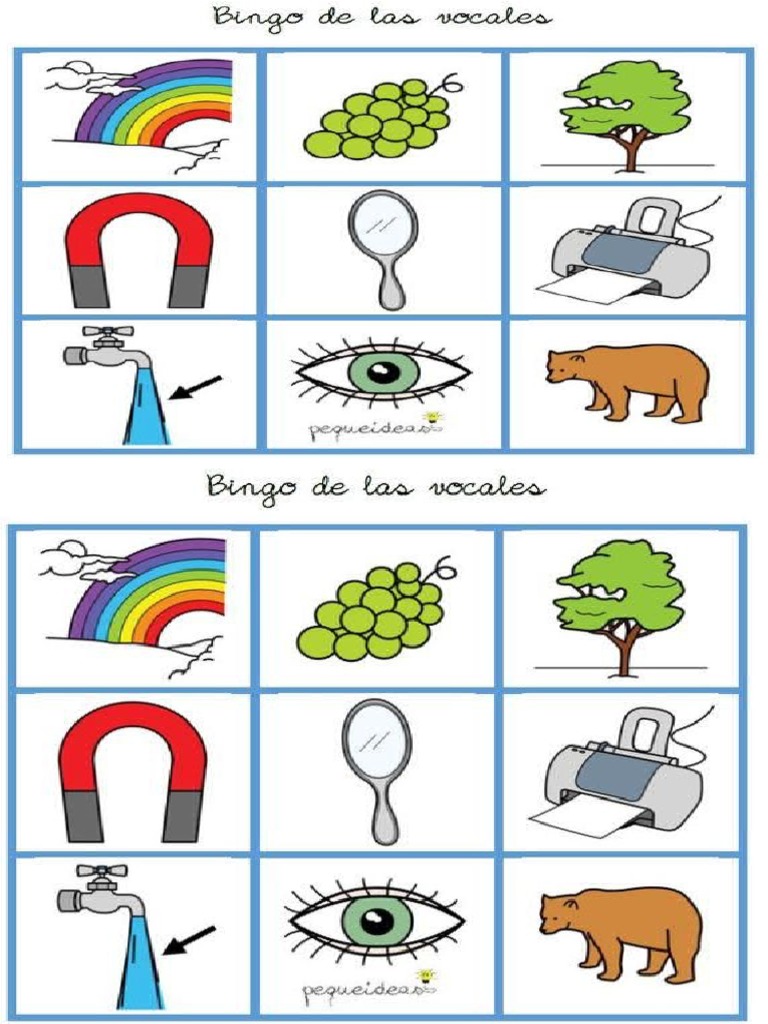 Bingo Sonido Inicial Vocales | PDF