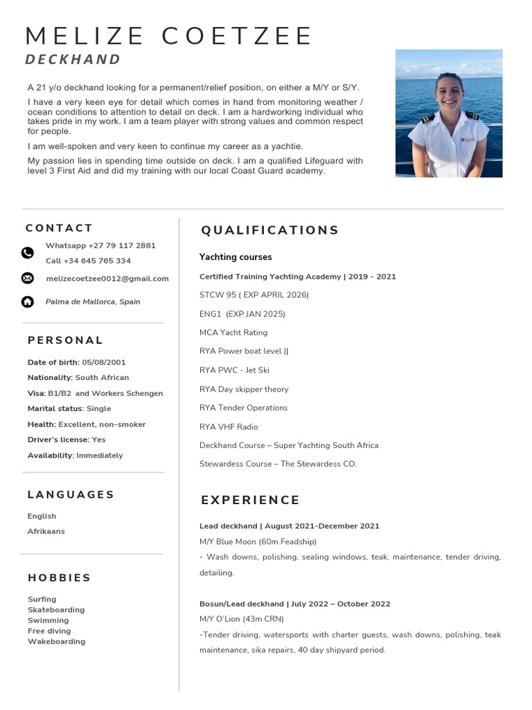 Melize Coetzee CV 2023 PDF | PDF | Water Sports