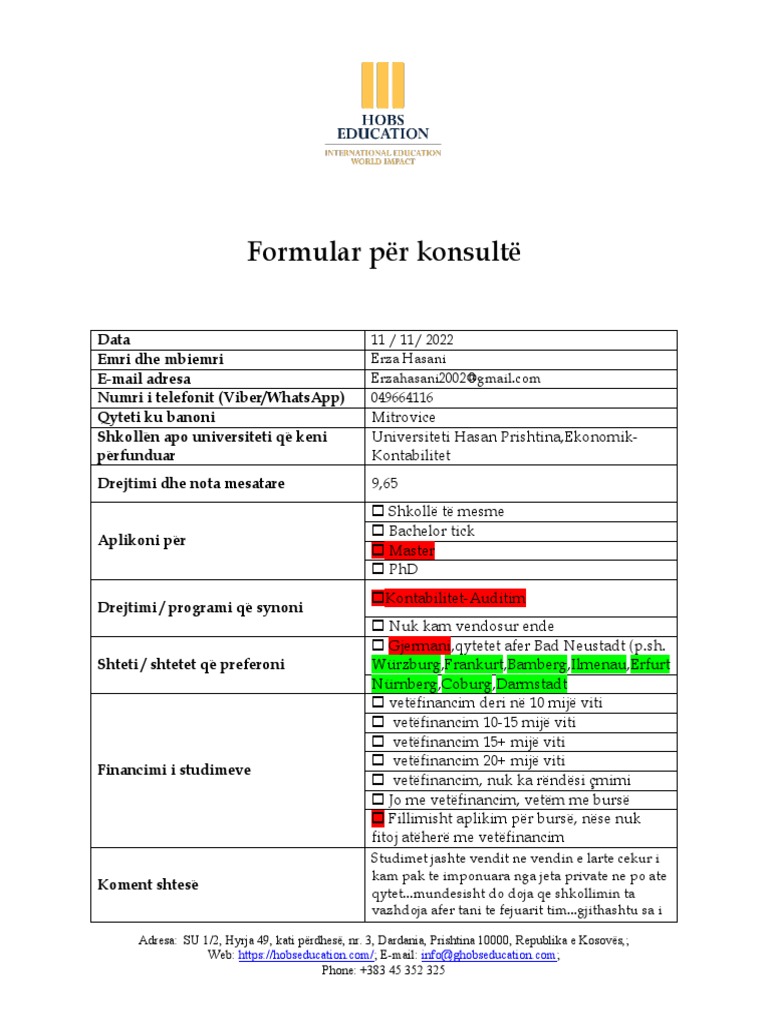Formular Per Konsulte | PDF