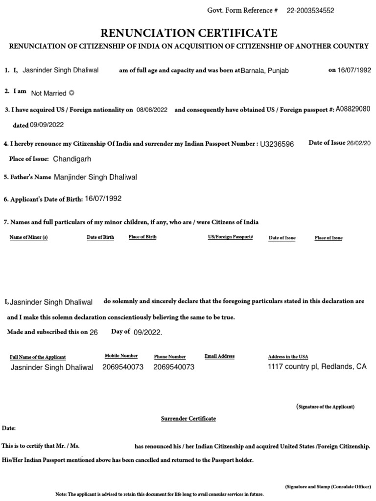 2 Copies Renunciation PDF | PDF | Passport | Constitutional Law