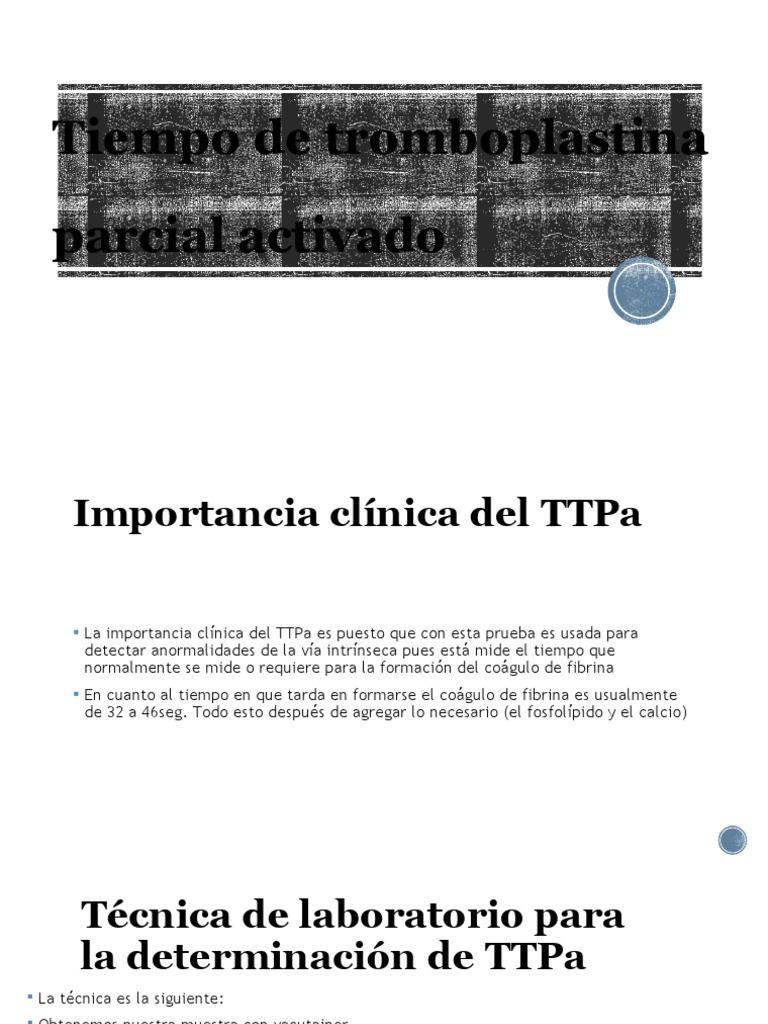 Tromboplastina TTPa | PDF | Coagulación | Sangre