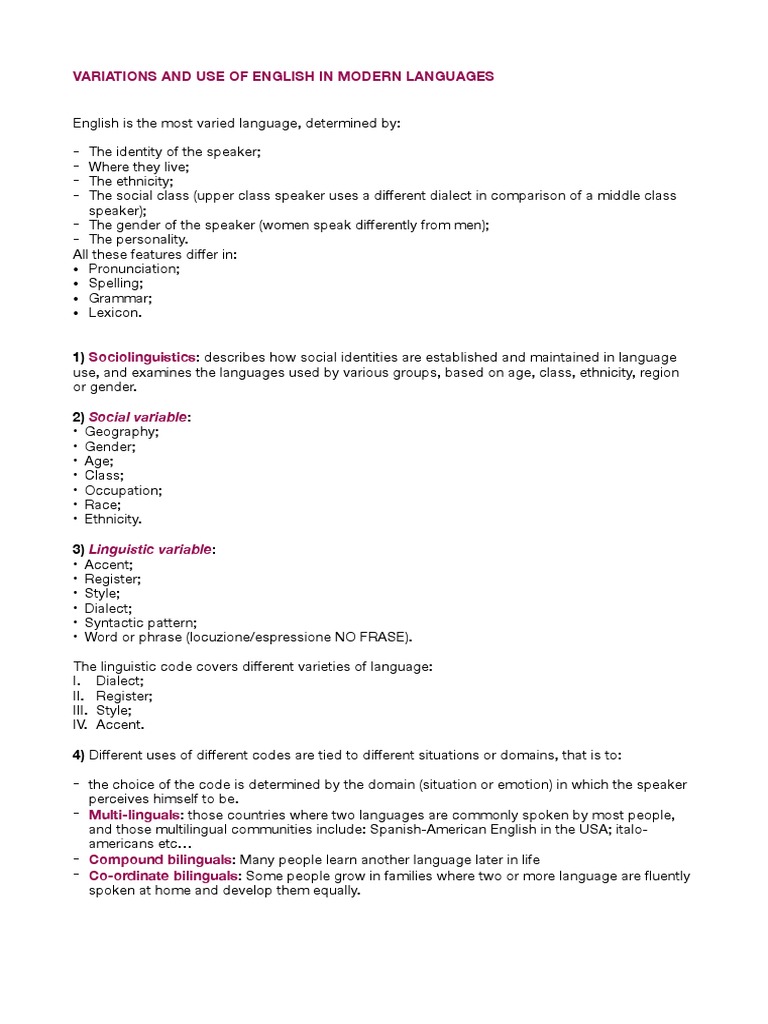 Variations | PDF | English Language | Multilingualism