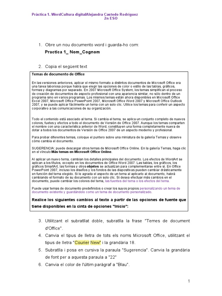 Practica 1 Word - CD - 2nESO | PDF | Microsoft Office | Microsoft Word