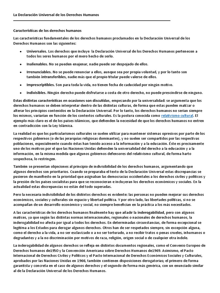 La Declaración Universal De Los Derechos Humanos Pdf Derechos