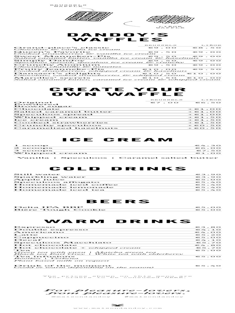 Maison Dandoy Menu Galeries en | PDF | Drink | Whipped Cream