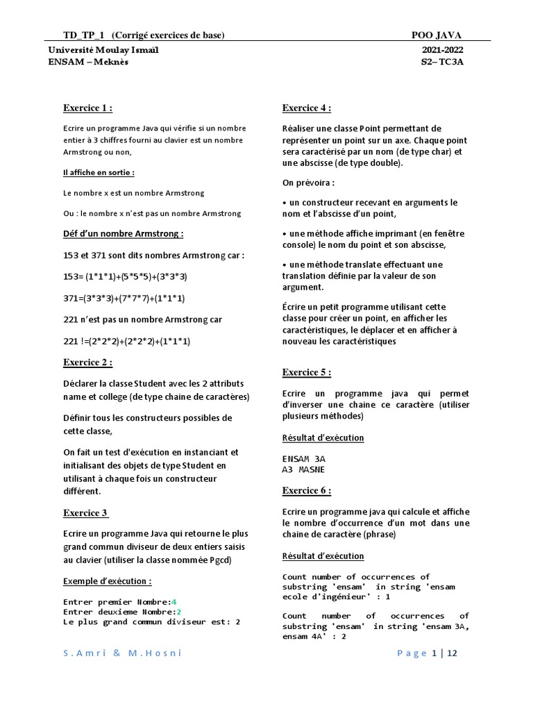 Corrigé - TD - TP1 - Bases Java | PDF | Java (Langage de programmation) | Développement de logiciel