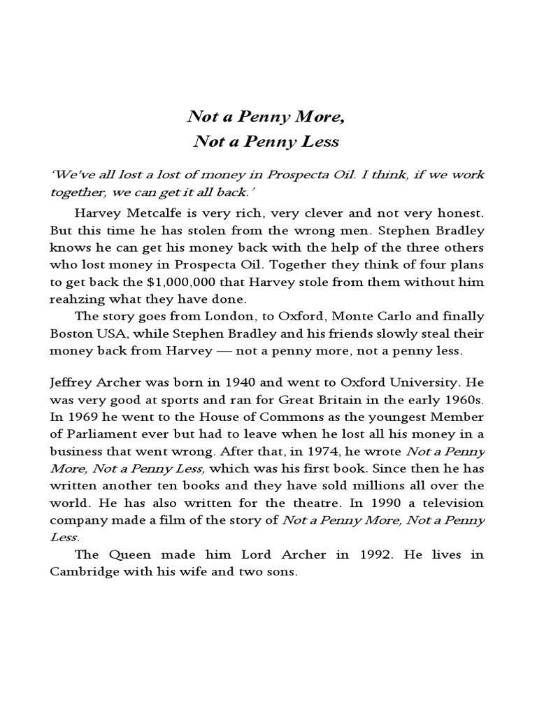 Not a Penny More, Not a Penny Less: Four Friends Devise a Plan to ...