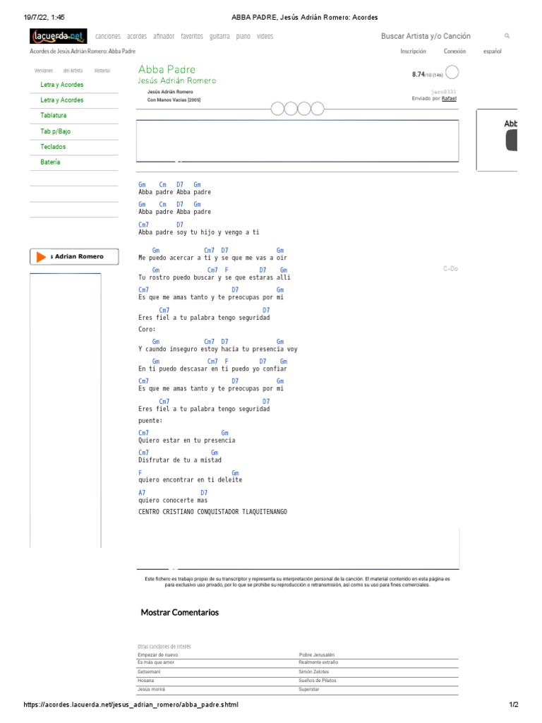ABBA PADRE, Jesús Adrián Romero_ Acordes.pdf | PDF