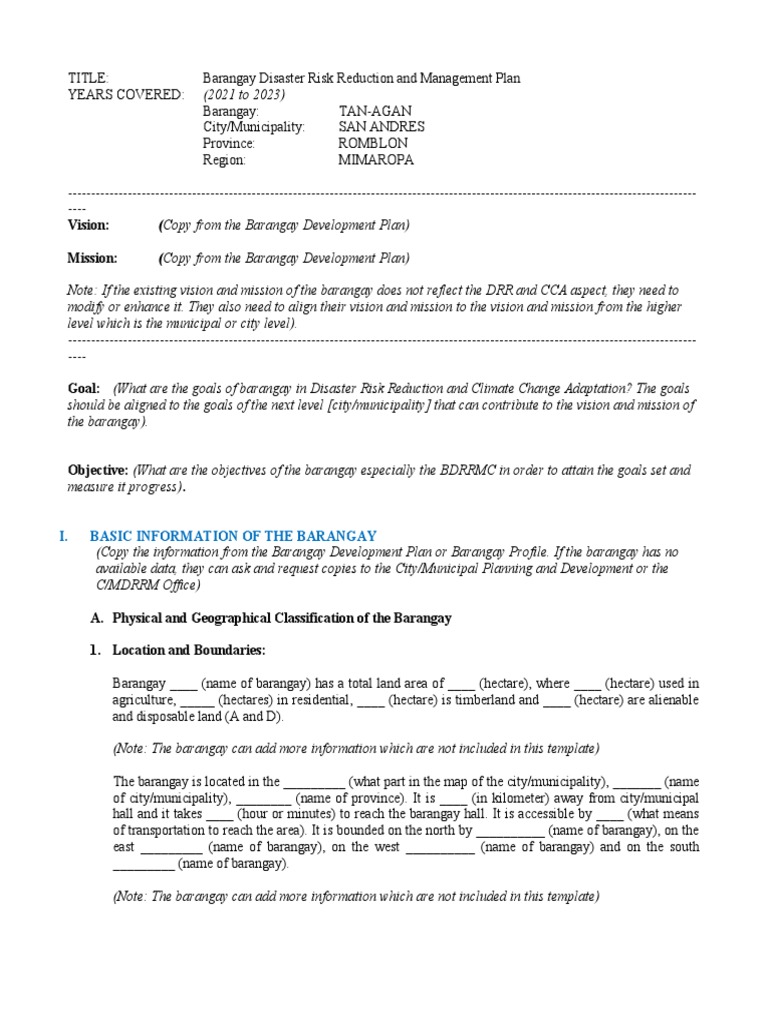 BDRRM Plan TANAGAN | PDF | Emergency Evacuation | Hazards