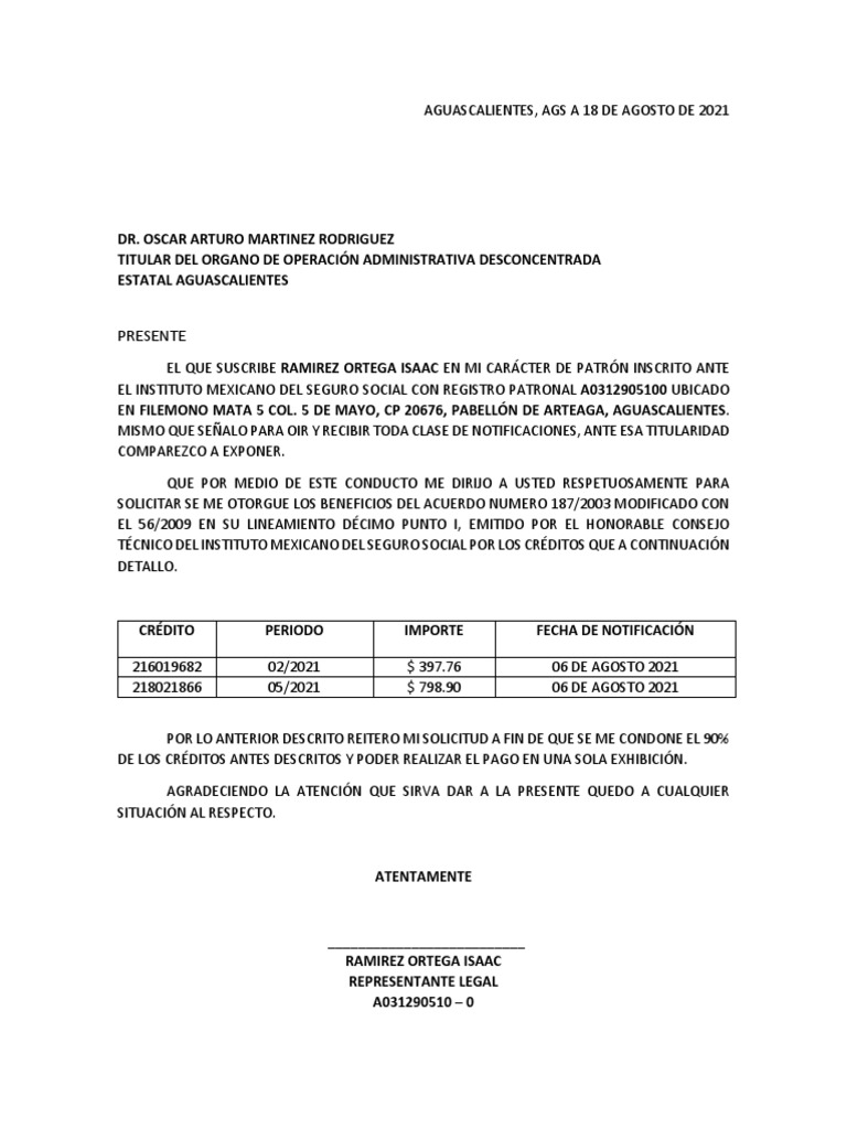 Oficio Solicitud de Condonacion de Multas 02-05-2021 | PDF | Gobierno