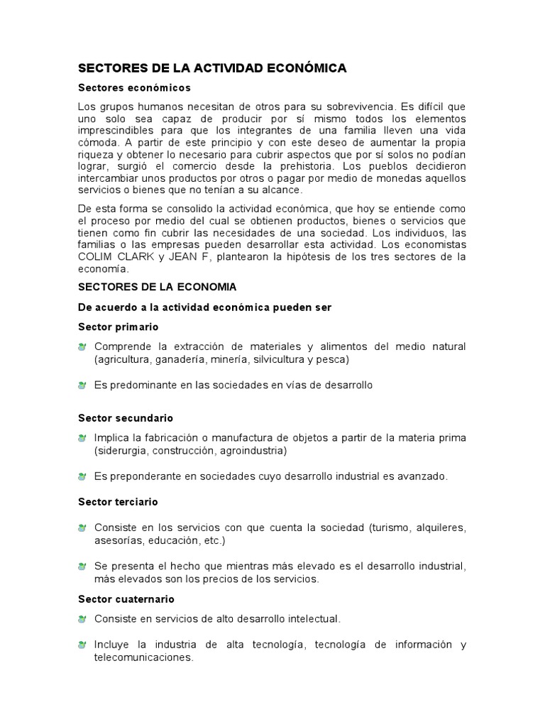 Sectores de la Actividad Económica | PDF | Sociedad | Agricultura