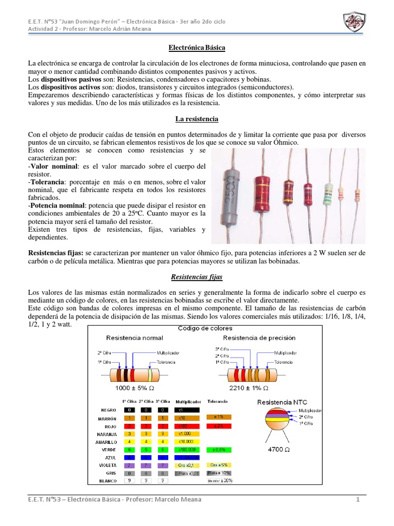 Act 2 Electrónica Resistencias | PDF | Resistor | Electrónica