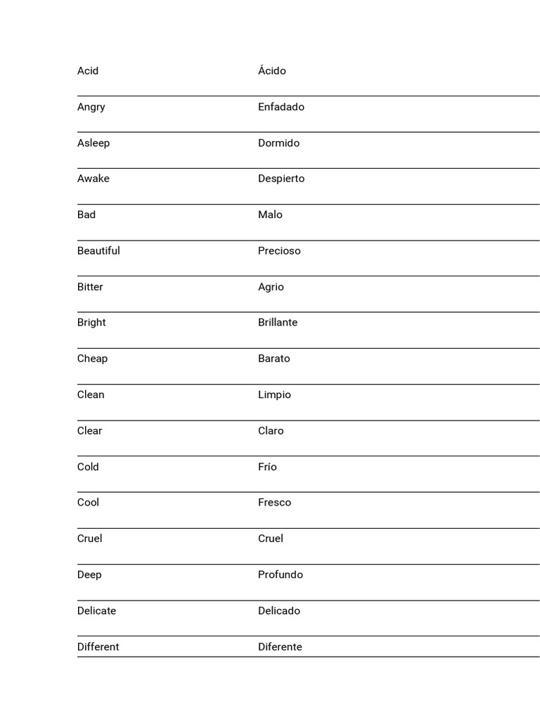 Lista de Adjetivos | PDF