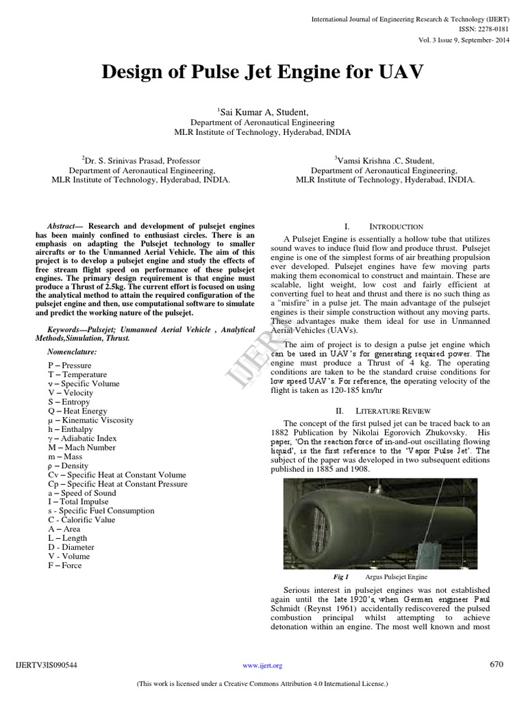 Design of Pulse Jet Engine For Uav IJERTV3IS090544 PDF | PDF | Jet ...