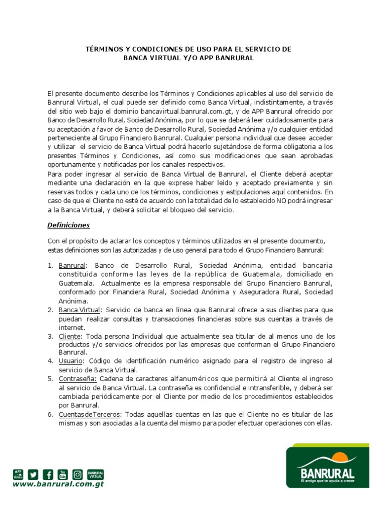Terminos y Condiciones PDF | PDF | Bancos | Contraseña