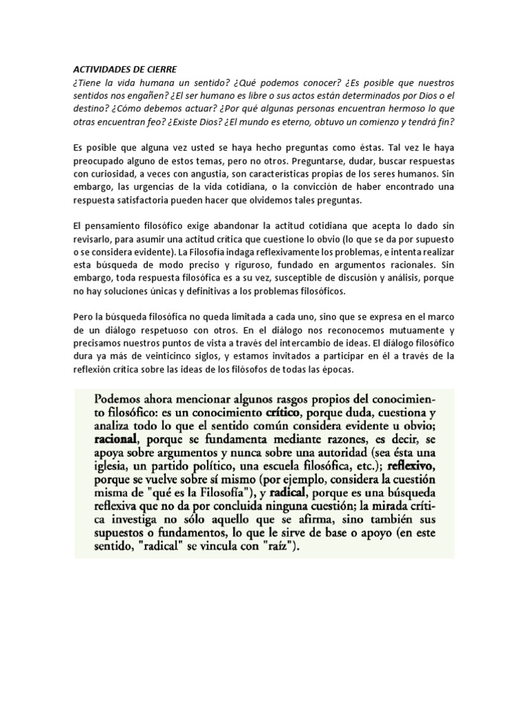 Actividades de Cierre | PDF