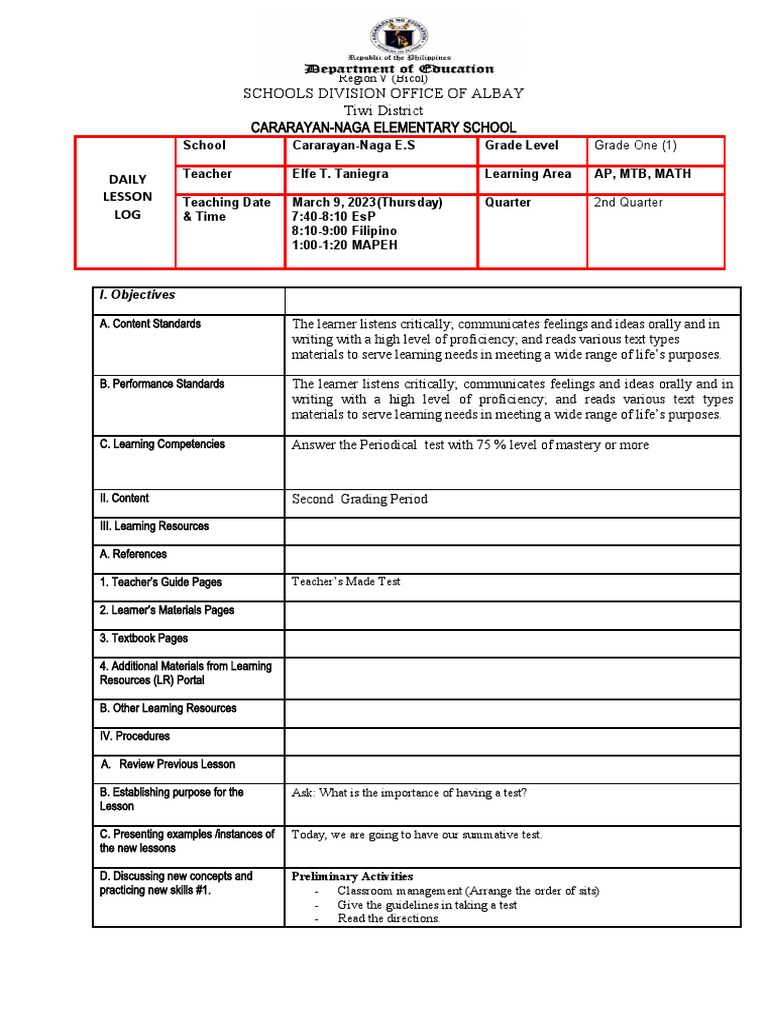 DLL-Summative Test | PDF | Learning | Teachers