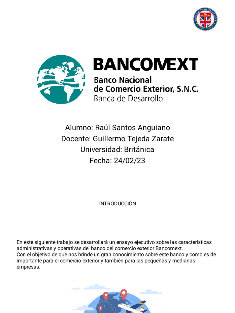 Características del Banco Bancomext | PDF | Bancos | Exportaciones